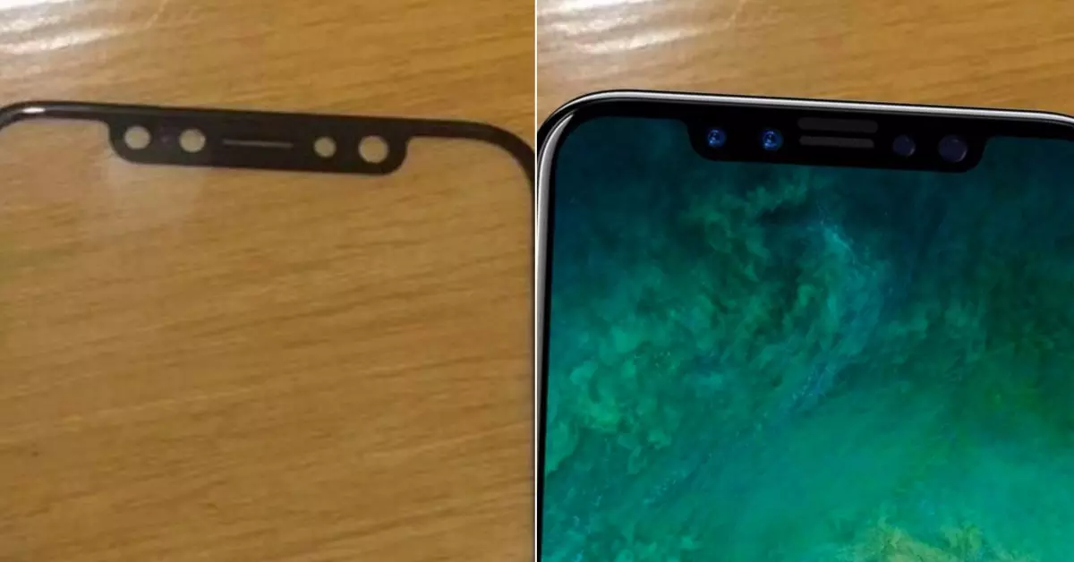 Parastina ekrana iPhone 8 sêwirana hema bê bezel, kameraya pêş û qutkirina senzorê nîşan dide