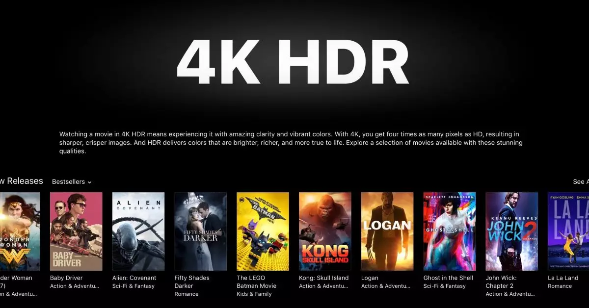 Apple predstavuje 4K HDR filmy s novou sekciou v iTunes