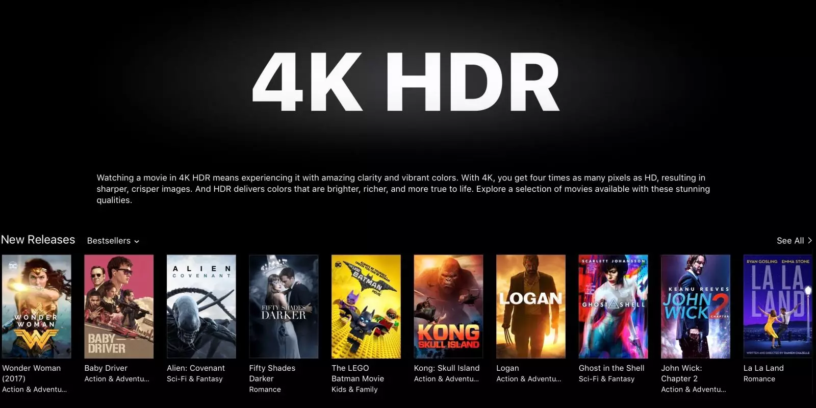 Apple na-egosi ihe nkiri 4K HDR nwere ngalaba egosipụtara ọhụrụ na iTunes 75518_1