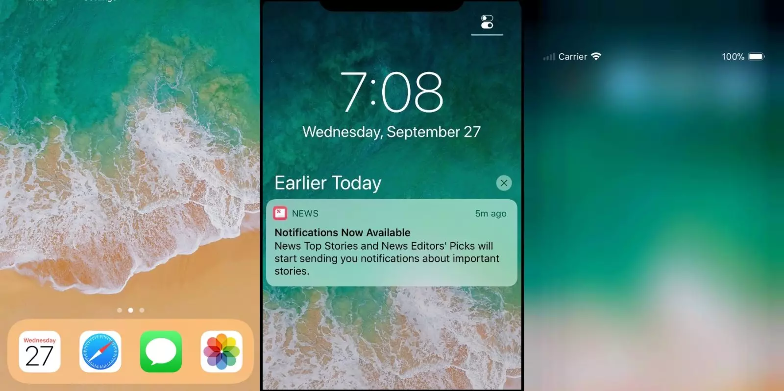 As novas versións betas mostran a pantalla de bloqueo do iPhone X e a experiencia na pantalla de inicio 75664_1