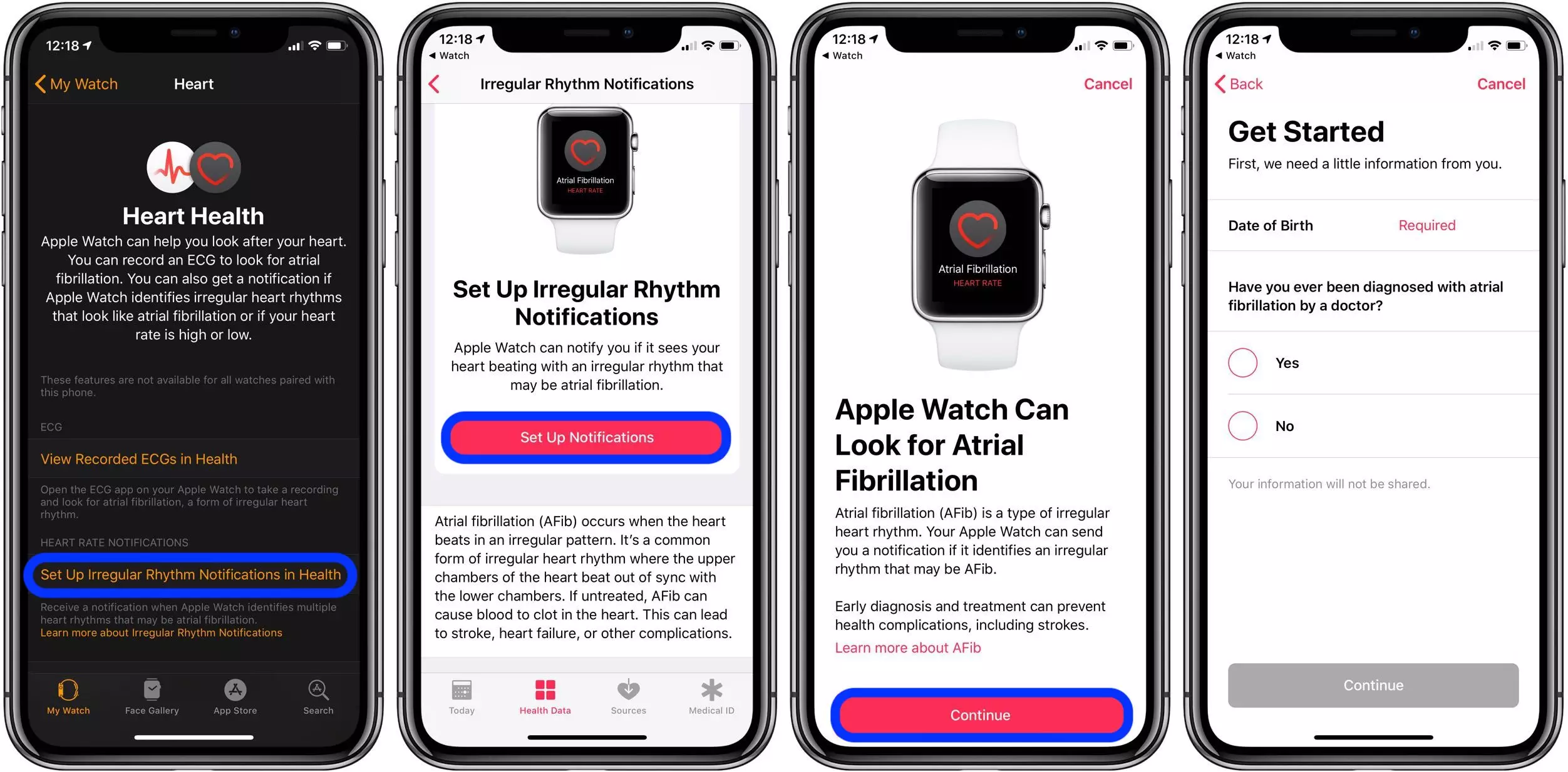 Notificações de coração do Apple Watch