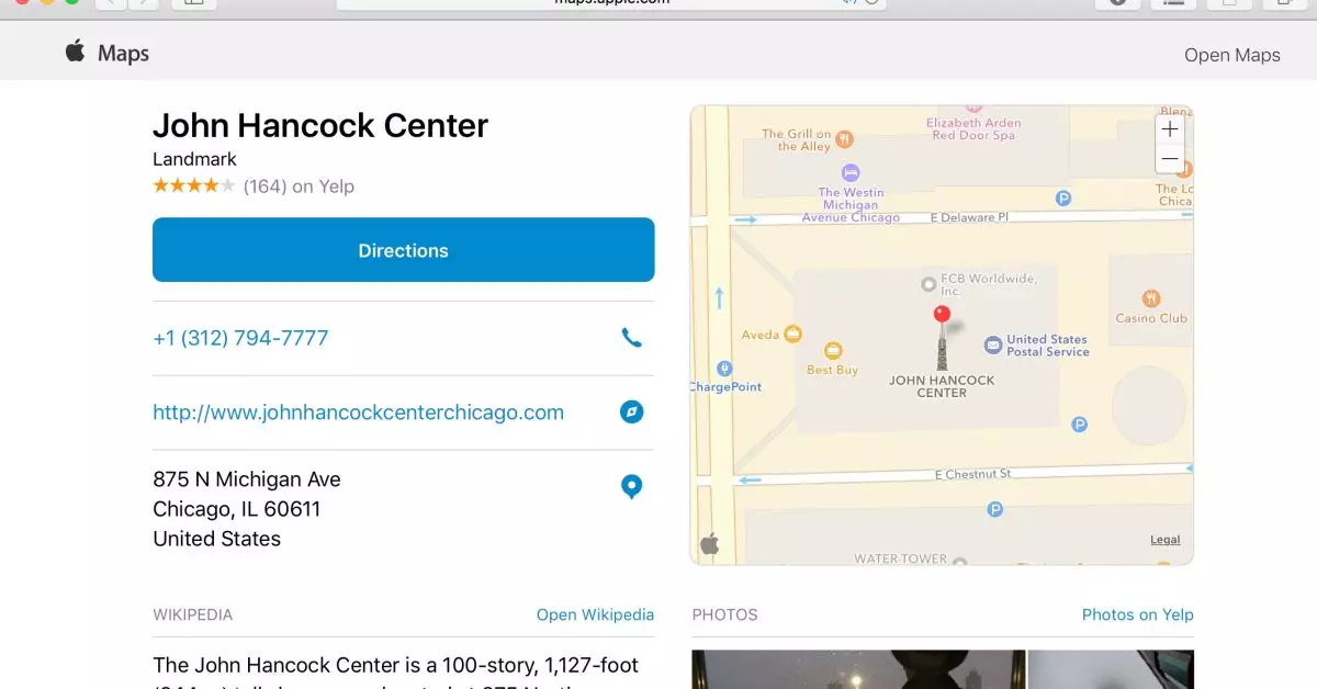 Apple Maps saiki duwe kaca web umum kanggo sawetara landmark lan titik menarik