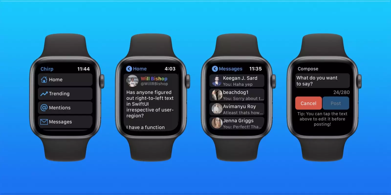 Chirp 2 для Твиттера Apple Watch