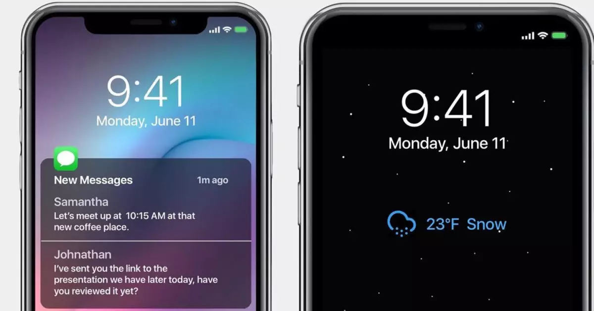 iOS 12-konsep stel gegroepeerde kennisgewings, Android-styl widgets en fantasie wenslys-items voor