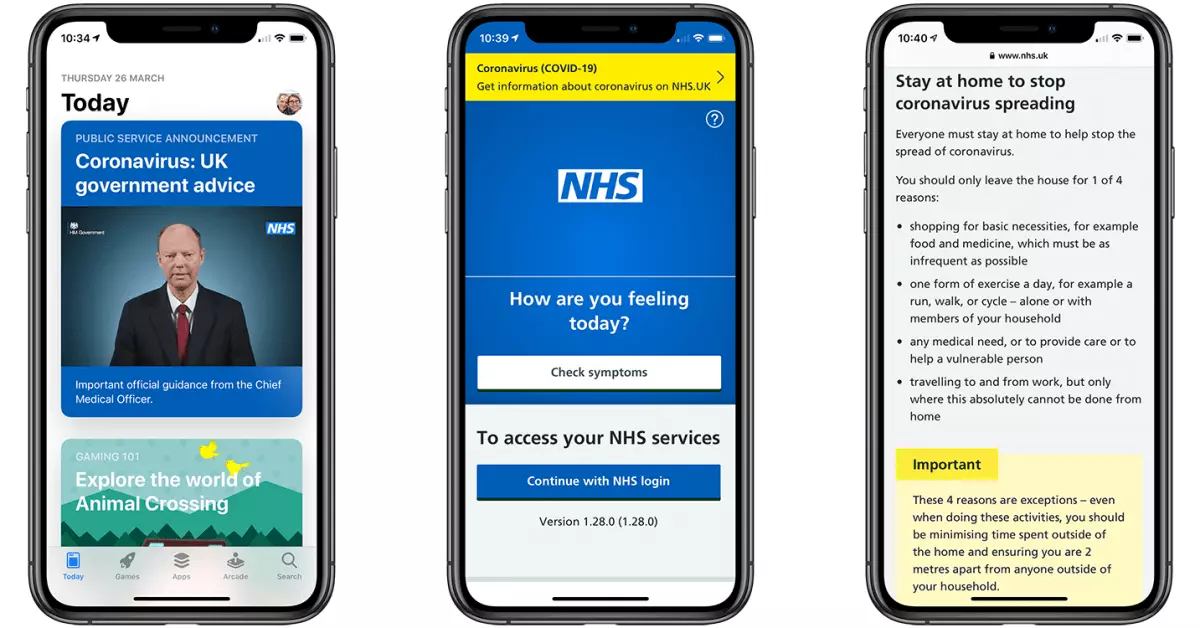 Bestriding fan ferkearde ynformaasje oer Coronavirus: Apple befoarderet offisjele UK-app