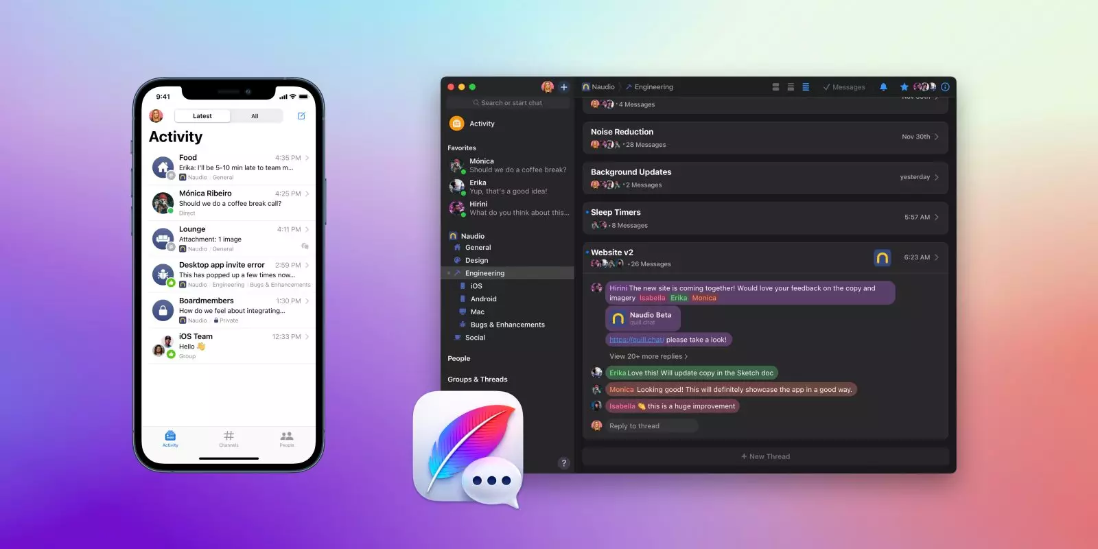 „Quill“ komandos pranešimų paslauga „iPhone“, „Mac“ ir kt