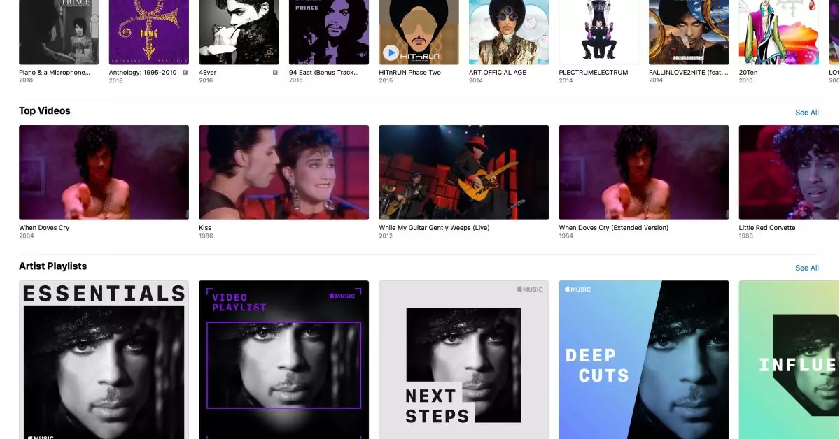 24 albòm Prince disponib kounye a sou Apple Music, ki gen ladan yon nouvo konpilasyon