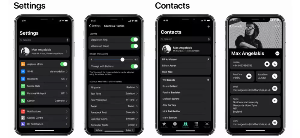 Ang estudyante sa kolehiyo sa Britanya naghanduraw sa tibuok sistema nga dark mode sa iPhone X 79066_3