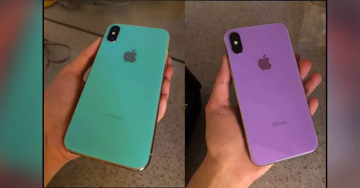 Luonnollisissa kuvissa näkyy väitetty vuoden 2018 iPhone X "prototyyppi" uusissa violeteissa ja pastellinvihreissä väreissä