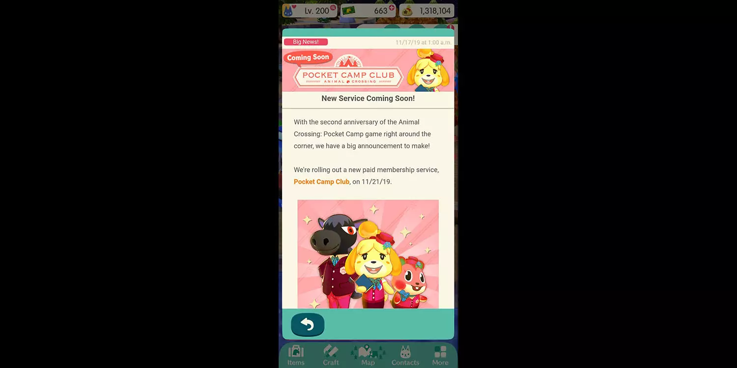 Próximas suscripciones a Animal Crossing Pocket Camp