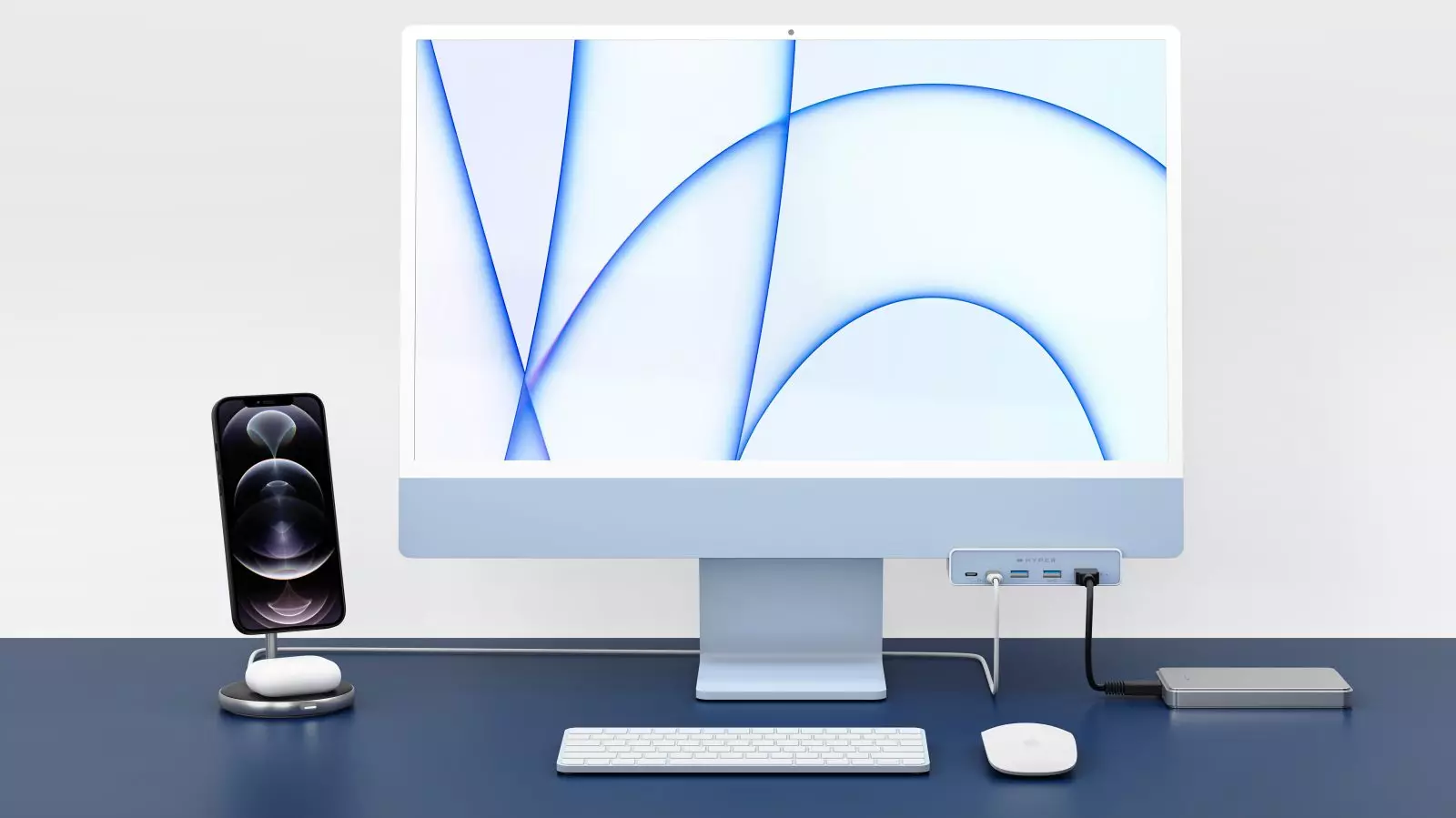 Hyper 24 инчийн M1 iMac-д зориулсан хавчаар хэлбэрийн шинэ USB-C зангилаа өнгөт тааруулж танилцууллаа. 861_1