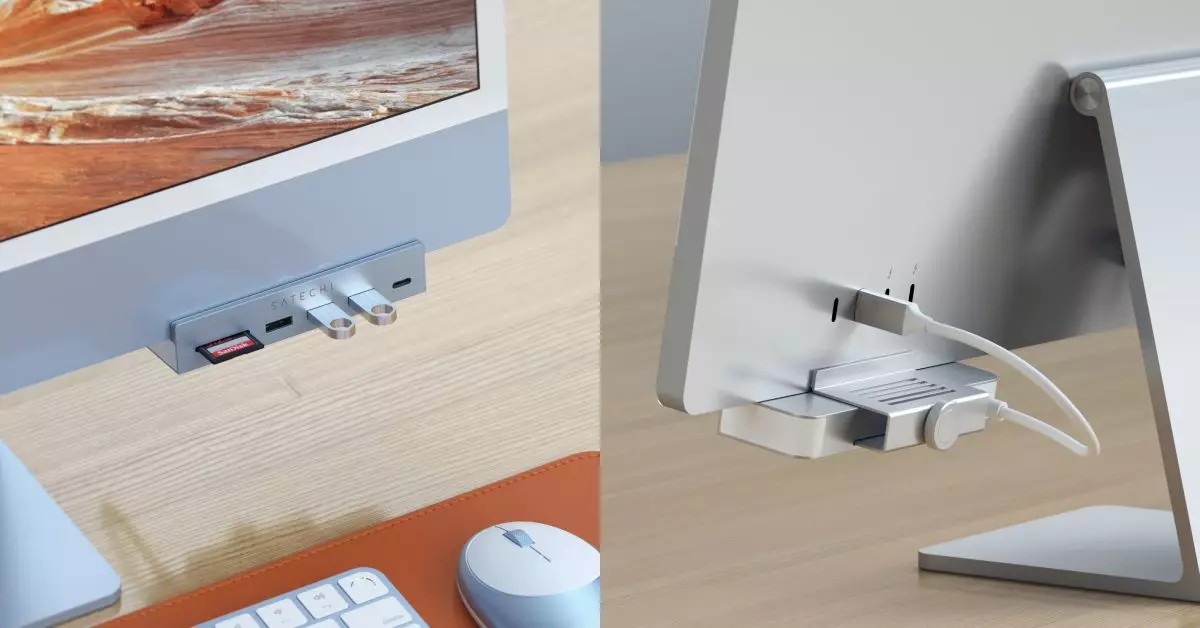 Satechi enthüllt neien USB-C Clamp Hub deen 5 Ports un der Front vun Ärem M1 iMac bäidréit