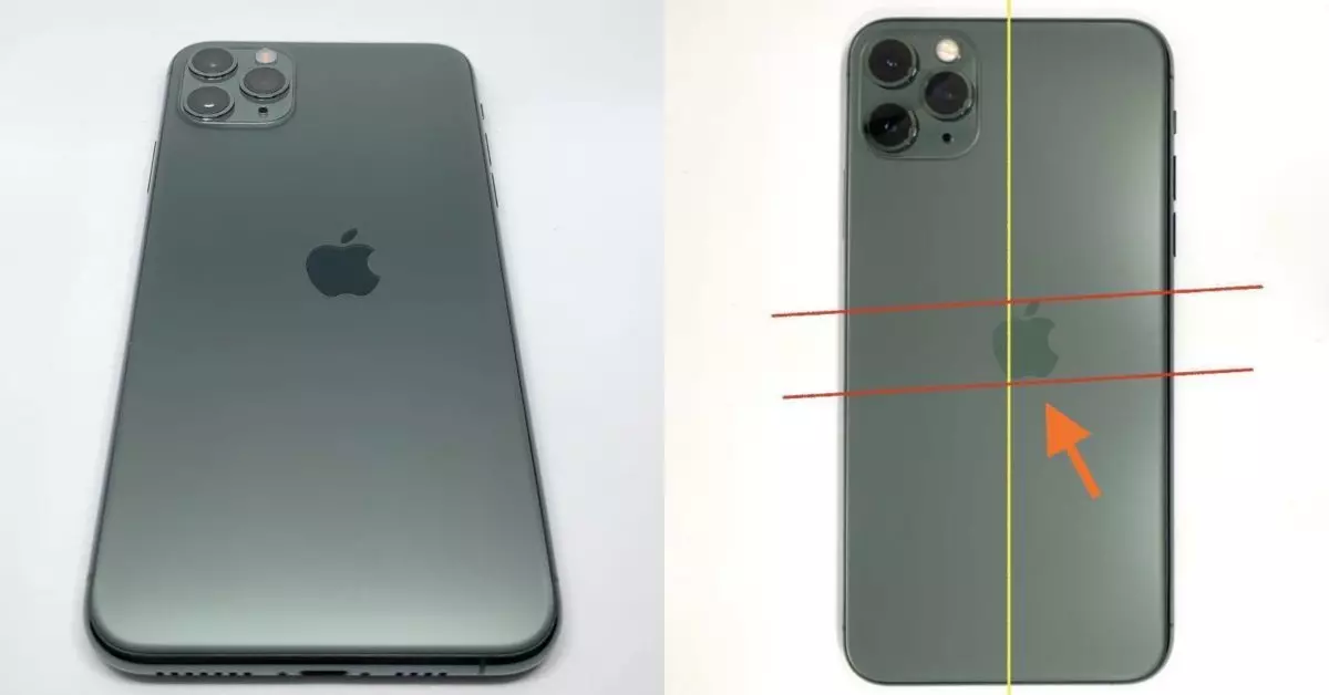 Mae delweddau'n dangos camargraffiad iPhone 11 Pro 'hynod brin' gyda logo Apple wedi'i gam-alinio