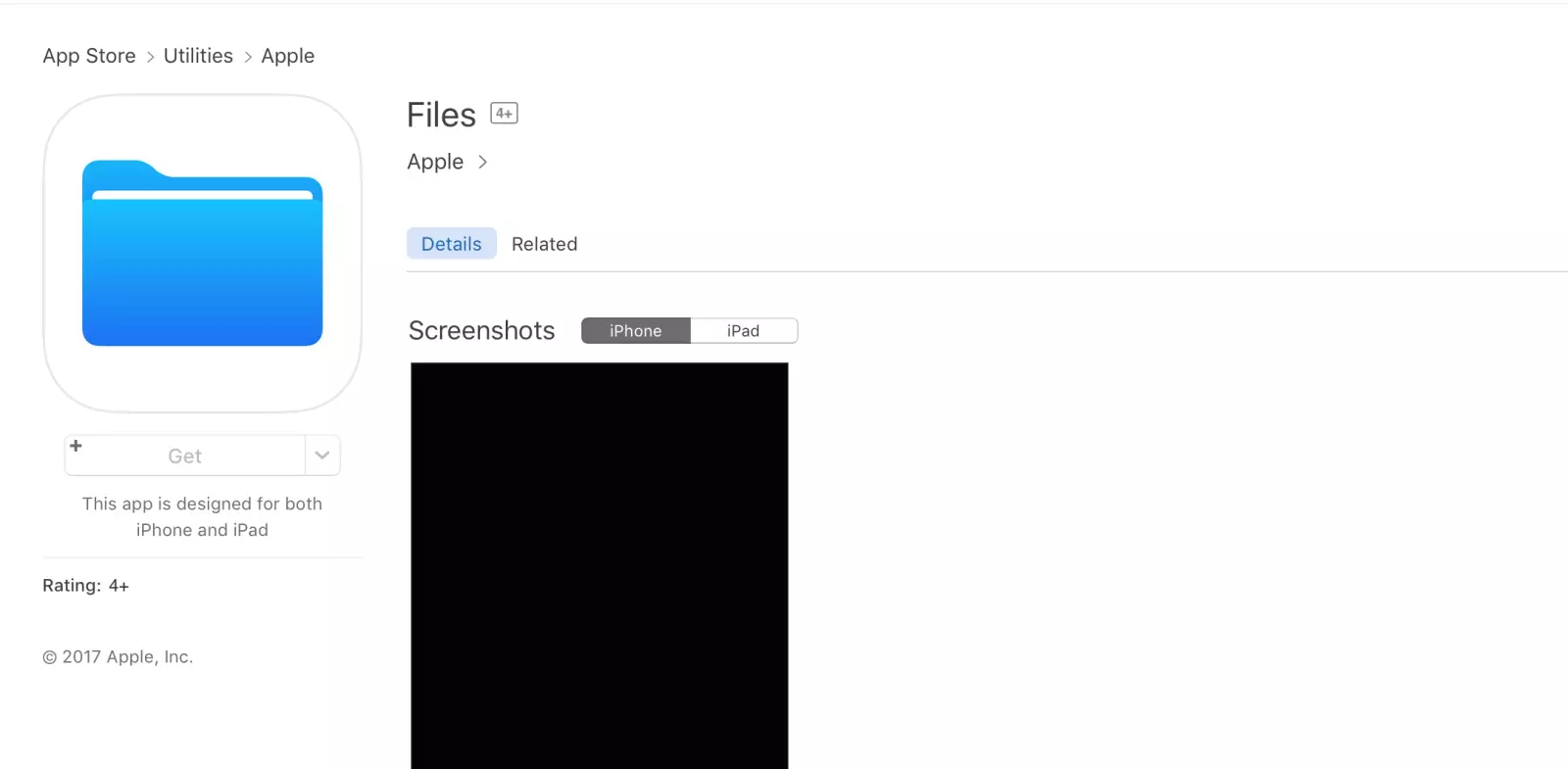 App Store skráning fyrir nýtt „Files“ forrit birtist áður en WWDC og iOS 11 afhjúpast 9583_1